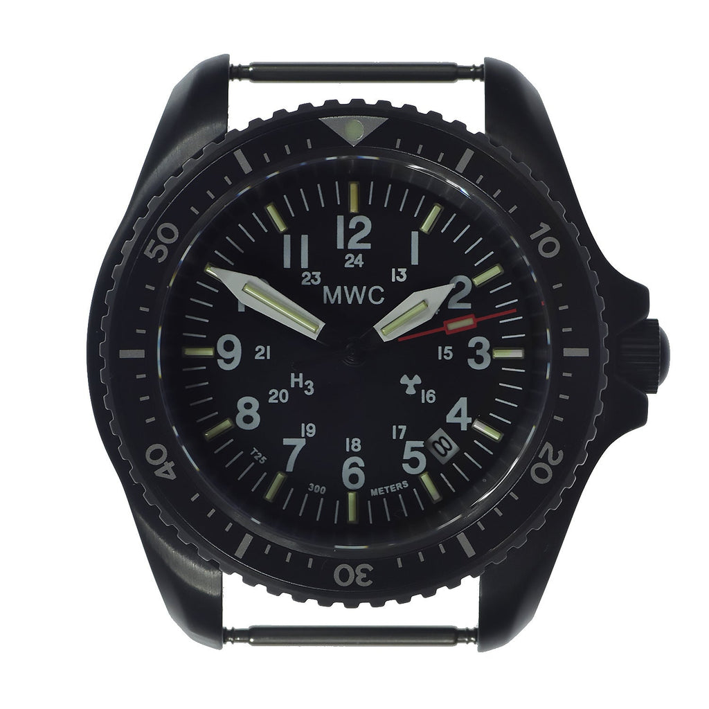MWC Automatic Black PVD Military Divers Watch - Tritium / GTLS Illumin ...