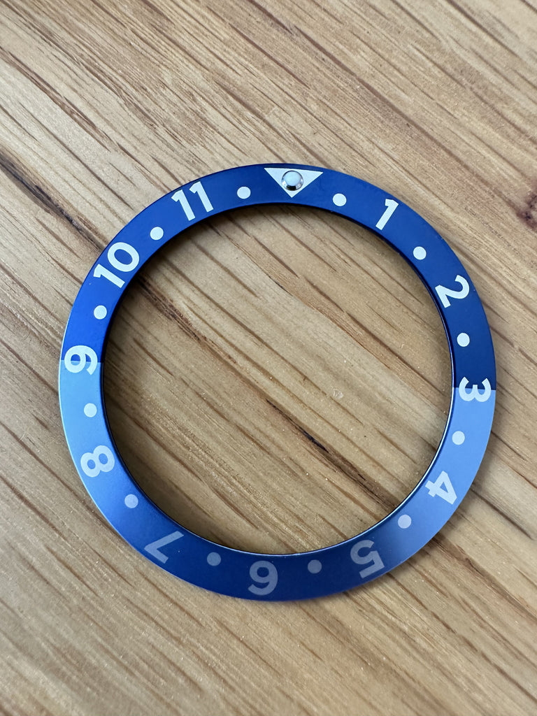 GMT 2 Tone Blue Bezel Insert Measuring 39mm X 30.7mm fits various bran ...