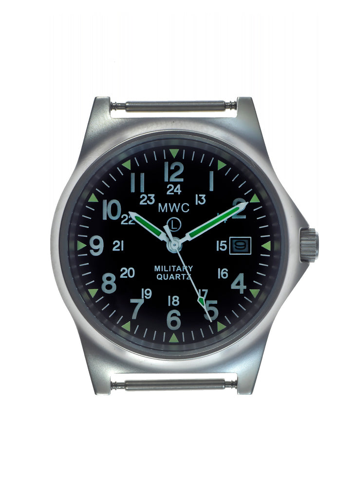 MWC G10 LM Stainless Steel Military Watch with 12/24 Hour Dial ...