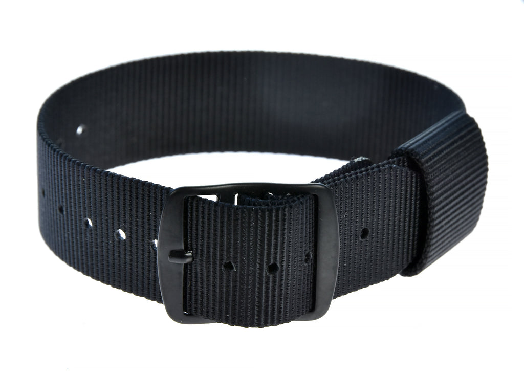 20mm US Pattern Black Military Watch Strap with Black PVD Buckles ...
